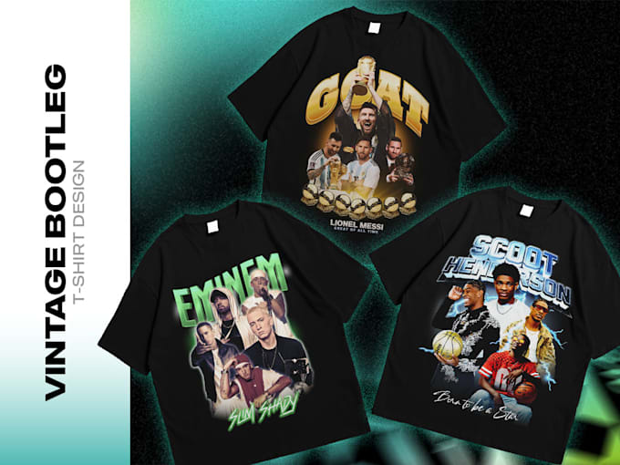 Design a unique vintage style bootleg rap tee for you by Designstd | Fiverr