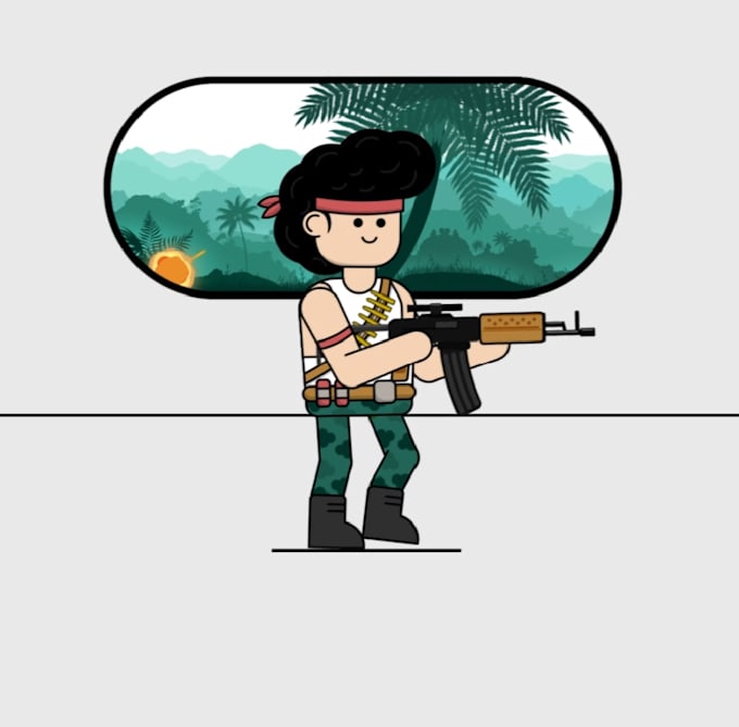 Make an animation rambo with my style by Paketmalem | Fiverr