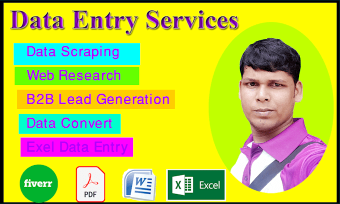 Do data entry, copy paste, typing, pdf to excel by Ronojit729 | Fiverr