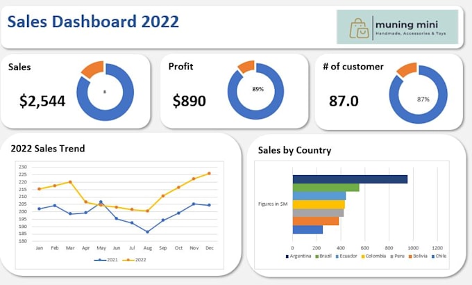 Create interactive, beautiful and automated excel dashboards by Muningmini | Fiverr