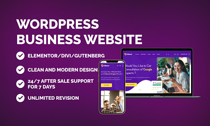 Create wordpress business website using elementor pro, divi and wpbakery by Developerlikhon | Fiverr