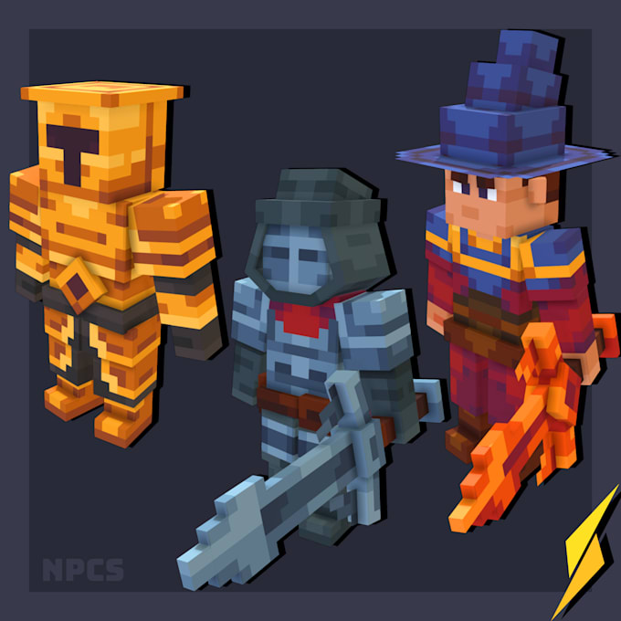 Make minecraft styled npc in blockbench by Fflash_ | Fiverr