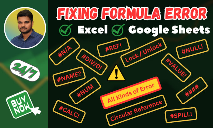 Fix all kinds of errors in excel and google sheets by Egshanmugam | Fiverr