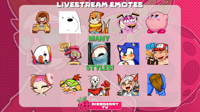 Create some emotes for your live stream or discord by Therizzyroo | Fiverr