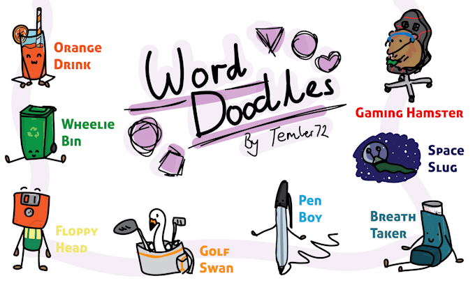 Make you a small cartoon doodle from a couple words by Temler72 | Fiverr