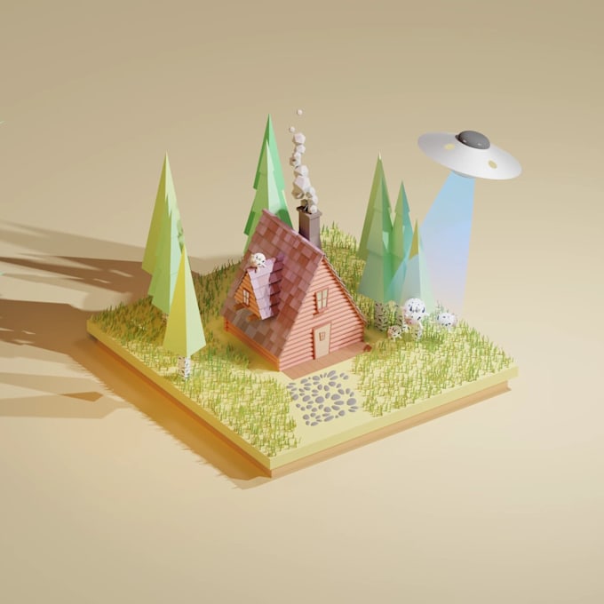 Make simple 3d model, scene by Udnum_ | Fiverr