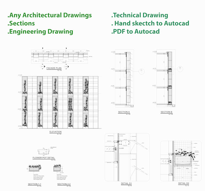 Do your 2d detail drawings by Zeni_chane | Fiverr