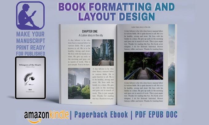 Book formatting, layout design, kindle formatting for amazon kdp, lulu by Ratull88 | Fiverr