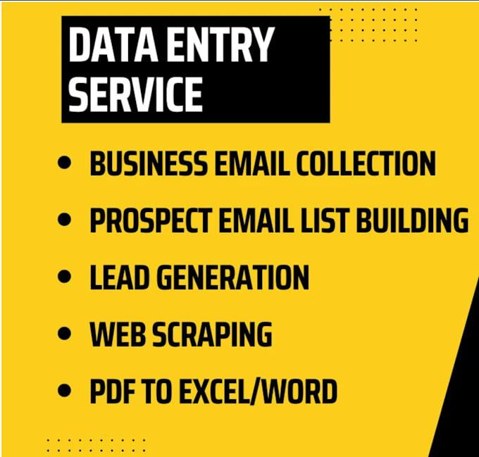 Do excel data entry web scraping business email list leads collection by Adibyte95 | Fiverr