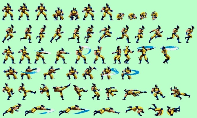 Disegna asset di gioco, personaggio 2d, foglio sprite per game art e ...