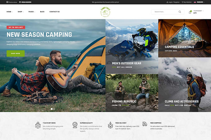 Create outdoor adventure website design by Mahadys11 | Fiverr