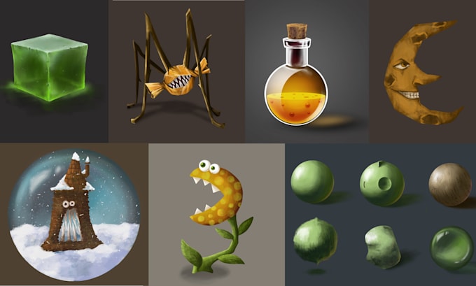 Create 2d game icons, props, objects in photoshop by Anna_draw | Fiverr