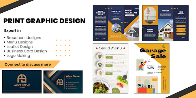 Design trifold, bifold brochure, flyer, menus, business card by Atiyatufail | Fiverr