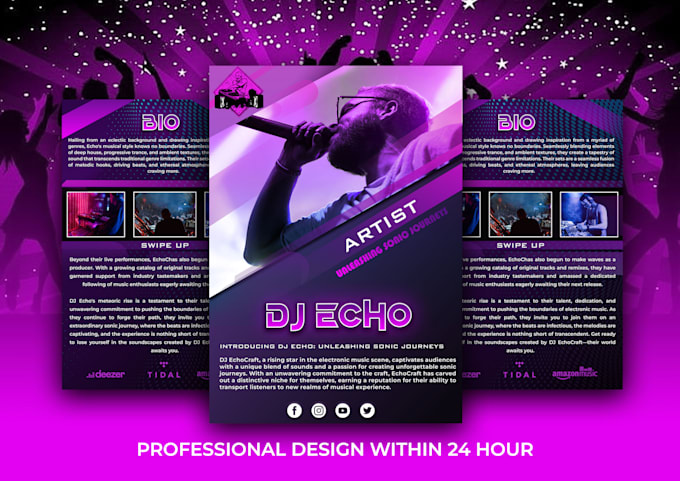 Professional artist epk, media kit, press kit, speaker one sheet by ...