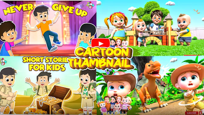 Drow youtube cartoon thumbnail design for kids in 2 hour by Ahmad ...