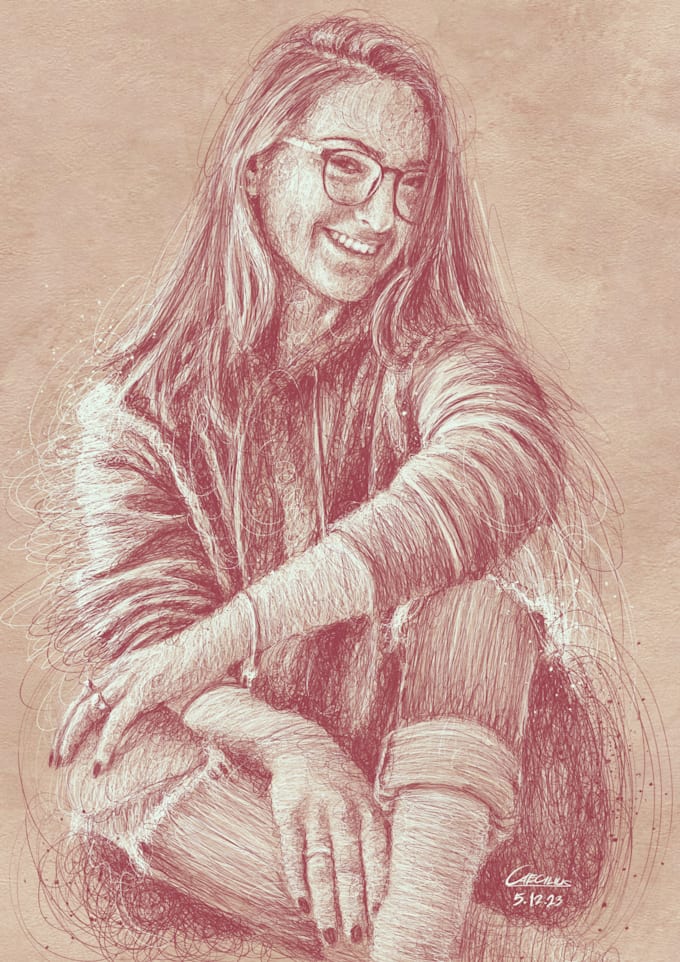 Draw colored scribble portrait by Caecilius_art | Fiverr