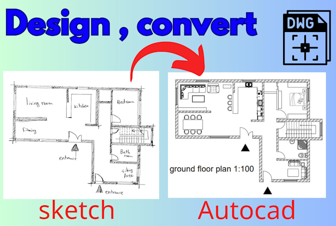 Convert your sketches to autocad drawings by Architect_mo_22 | Fiverr