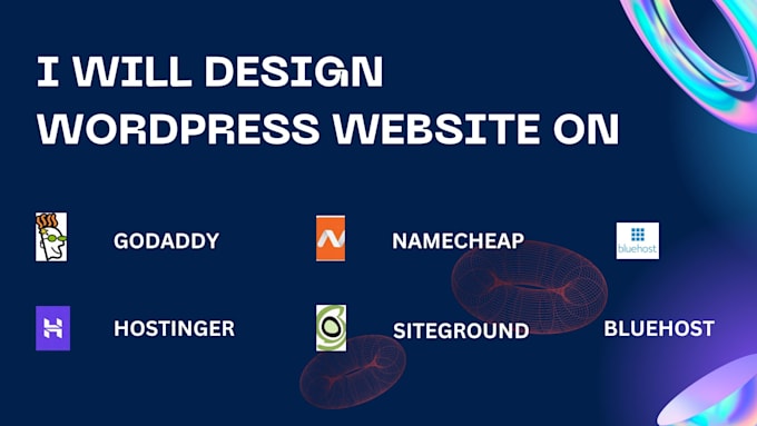 Wordpress website on bluehost, siteground, hostinger, godaddy ...