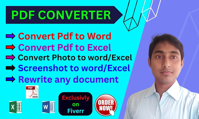 Do pdf to word or excel, retype any document by Wwwmahabubm147 | Fiverr