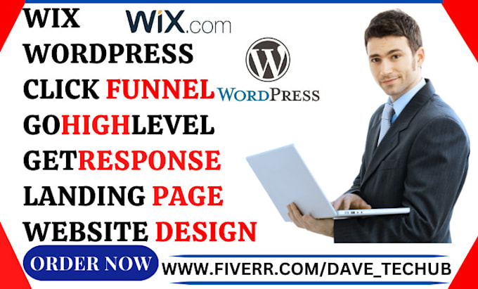Design wix, wordpress, clickfunnel, gohighlevel getresponse landing page website by Dave_techub ...