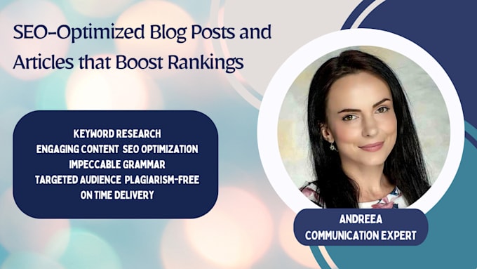 Write seo blog posts and articles for your website by Andreeaduroiu ...