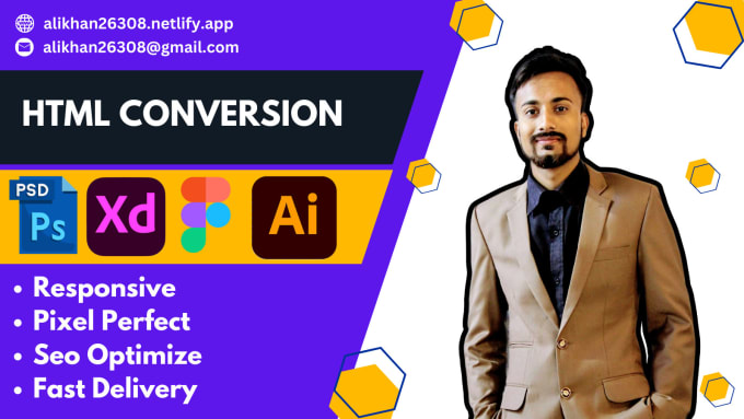 Convert psd to html, figma to html and xd to html by Alikhan26308 | Fiverr