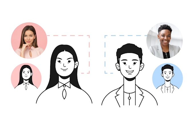 Draw minimalist cartoon avatar by Bybeeta | Fiverr