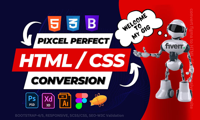Convert figma to html css responsive website by Wazar_ss | Fiverr