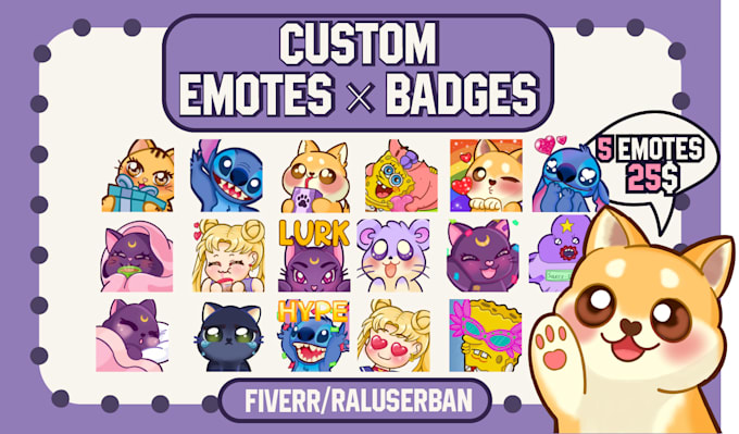 Draw kawaii cute custom emotes, sub badges for twitch by Raluserban ...