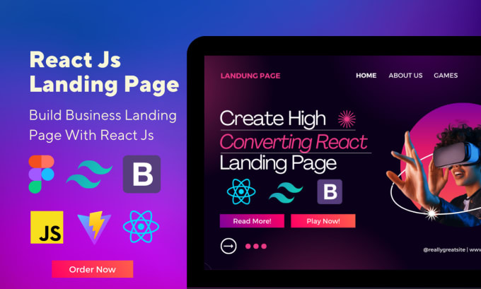 Build and deploy responsive react landing page and website by Munim2091 ...