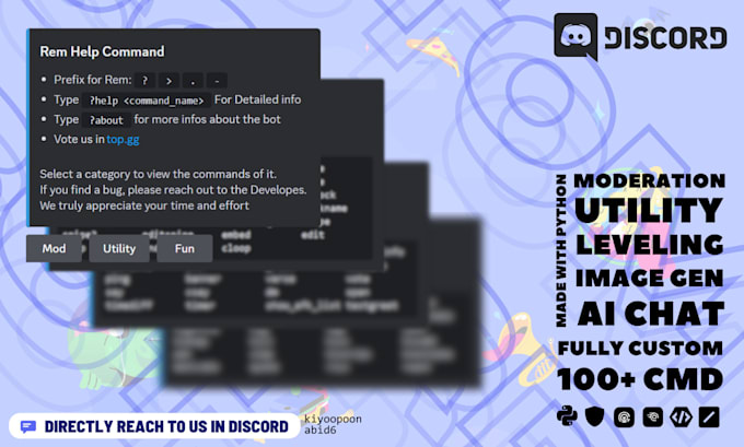 Make a custom discord bot for your server by Dusk_dusts | Fiverr