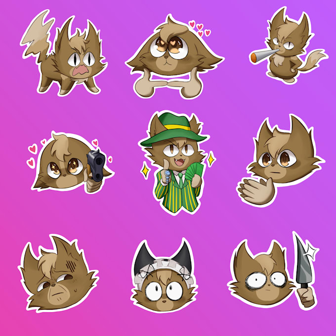 Make furry stickers in cartoon style and anime style by Kitsunenomegami ...