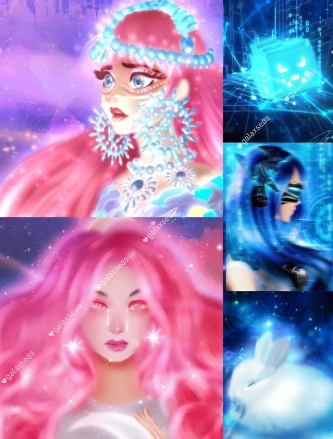 Do anime, semirealistic digital art with unique fantasy, neon, scifi ...