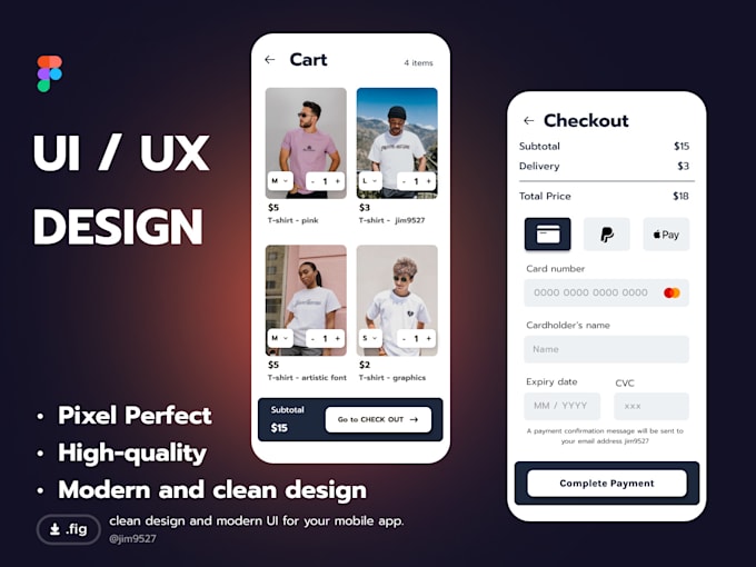 Design your mobile app ui in figma with prototype wireframe by Jim9527 | Fiverr