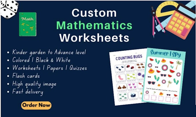 Design custom printable maths worksheet in pdf by Njomzamorina84 | Fiverr