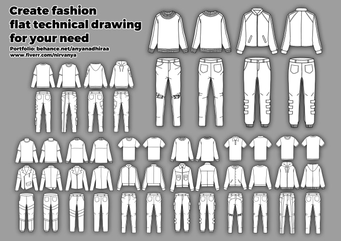 Create fashion flat technical drawing by Nirvanya | Fiverr
