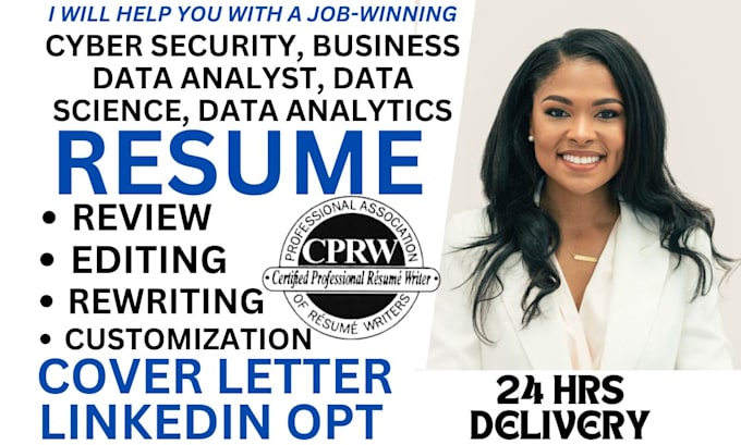 Write cybersecurity, data science, business, data analyst, data analytics resume by Brainy ...