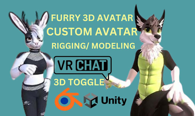 Do custom 3d avatar modeling, vrchat rigging for vrchat, vtuber anime ...