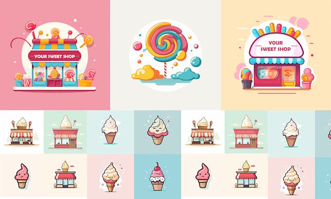 Design you a unique sweet shop logo by Forgingpixels | Fiverr