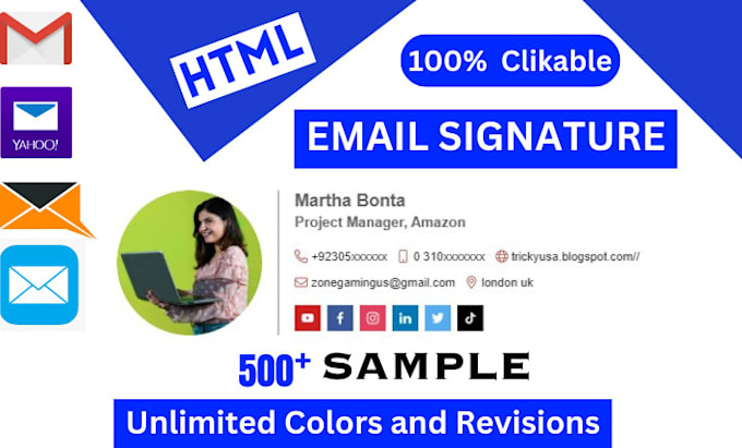 Design clickable email signature or html email signature by Usama_168 ...