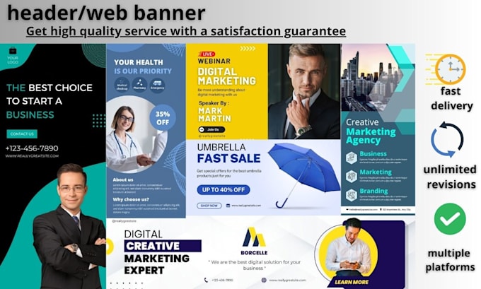 Create premium quality website covers, social media banner ads by ...