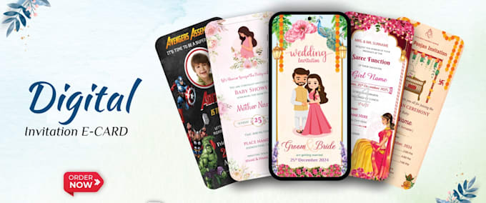 Create elegant digital wedding invitation cards by Invitemart | Fiverr