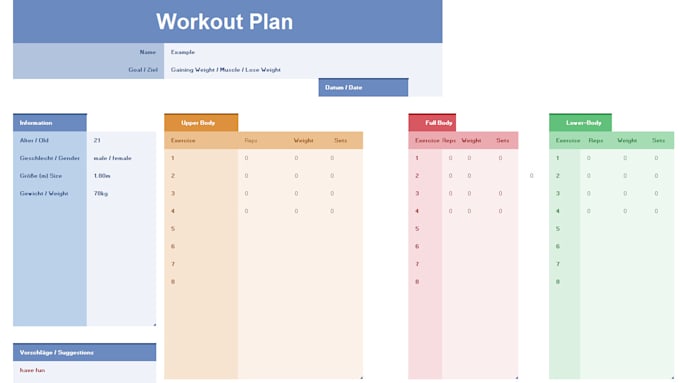Create an individual workout or diet plan for your own goals by Dr3amso ...