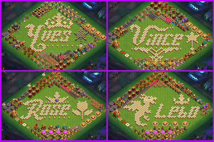 Design your name in clash of clans using walls by Rustypekka | Fiverr