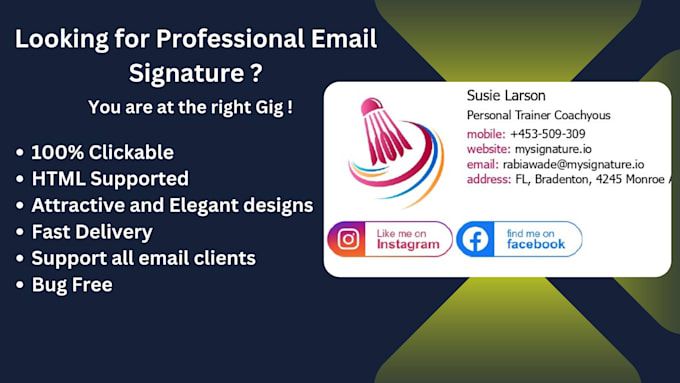 Make attractive and elegant html email signatures by Saadrathore | Fiverr