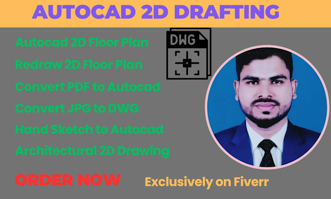 Draw autocad 2d floor plan, architectural 2d drawing by Salamcad | Fiverr