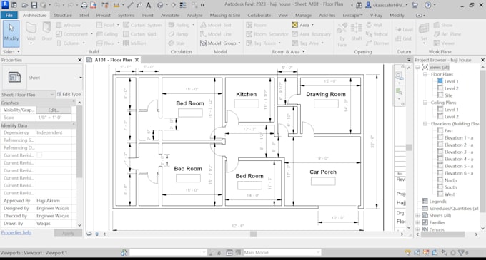 Design your floor plan with details in revit by Waqasch852 | Fiverr