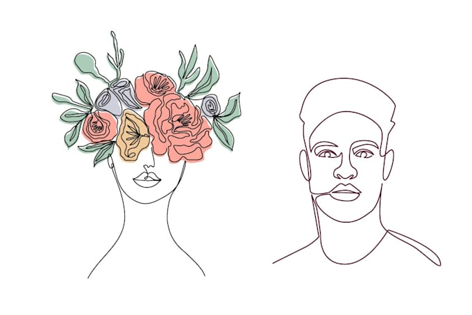 Create continuous one line art minimalist line art vector art ...