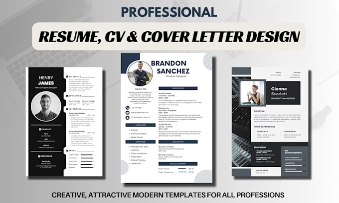 Do attractive professional resume design job winning cv and cover ...