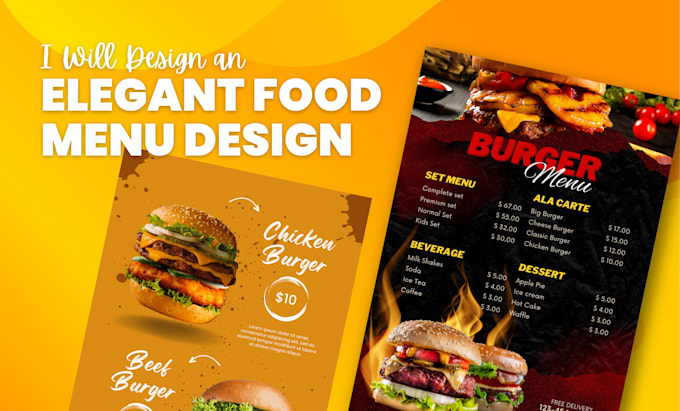 Design an elegant restaurant menu in canva by Kashaf_sh | Fiverr